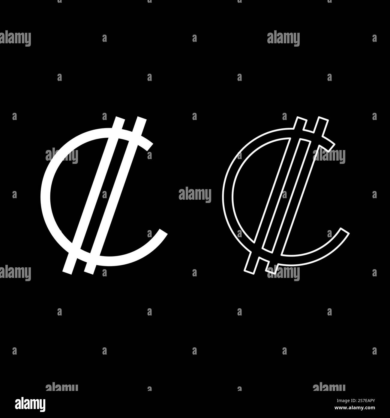 Colon sign currency symbol Costa Rican Salvadoran money CRC set icon ...