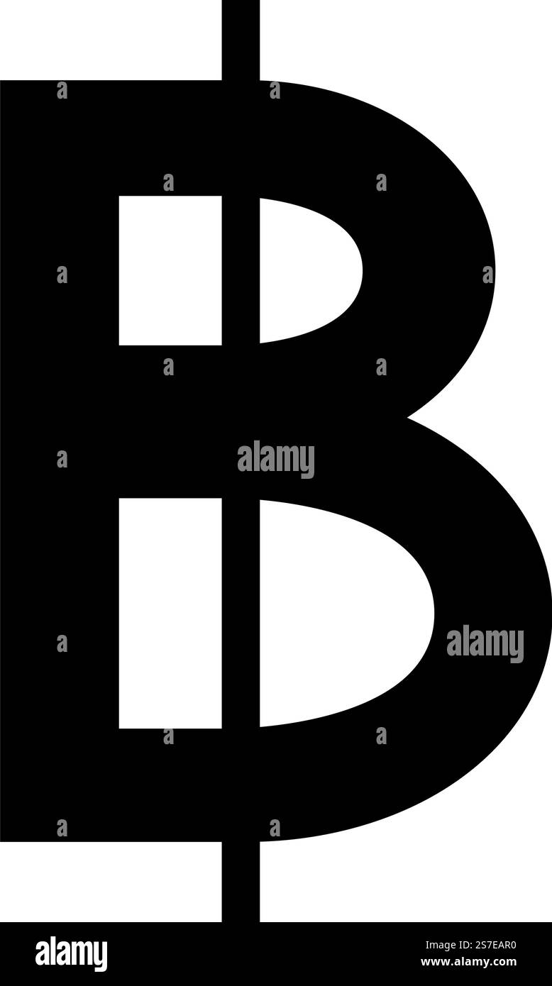 Symbol Baht Thailand money cash currency sign icon black color vector ...