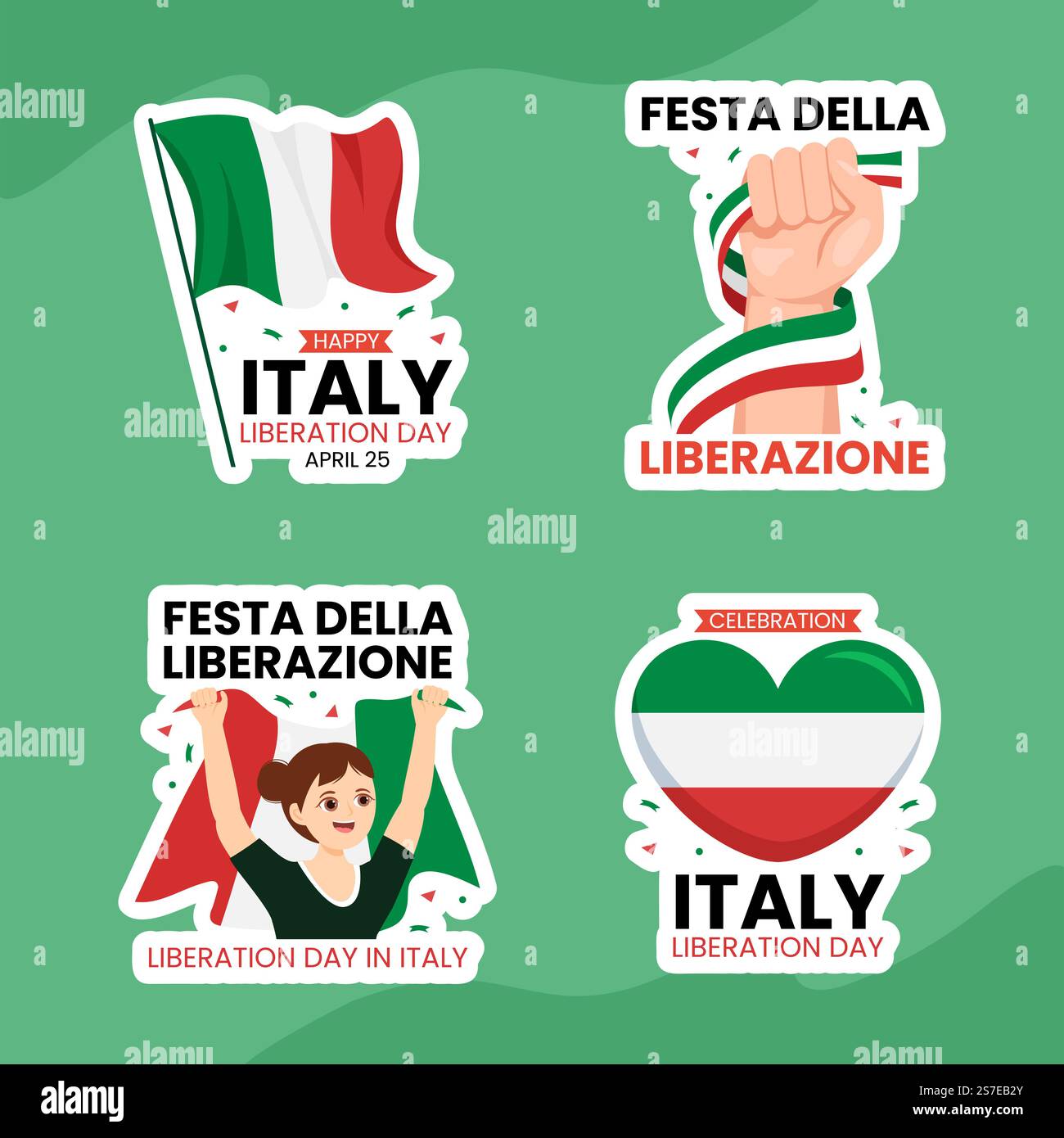 Italy Liberation Day Label Flat Cartoon Hand Drawn Templates Background ...