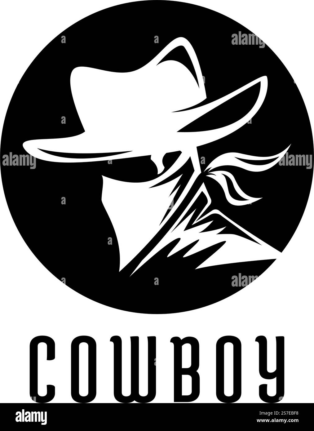 Cowboy rider illustration vector flat design template Stock Vector ...