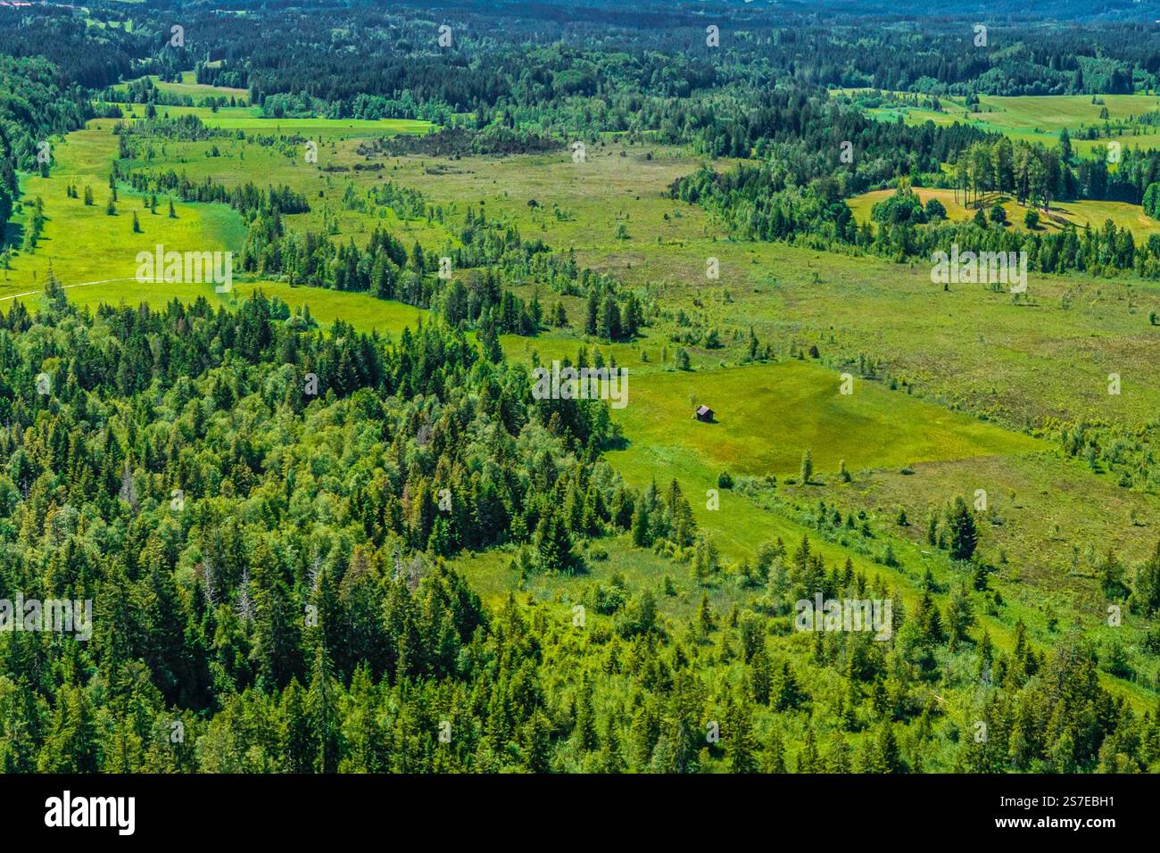 View over the western shore of the Staffelsee and the Obernacher Moos ...