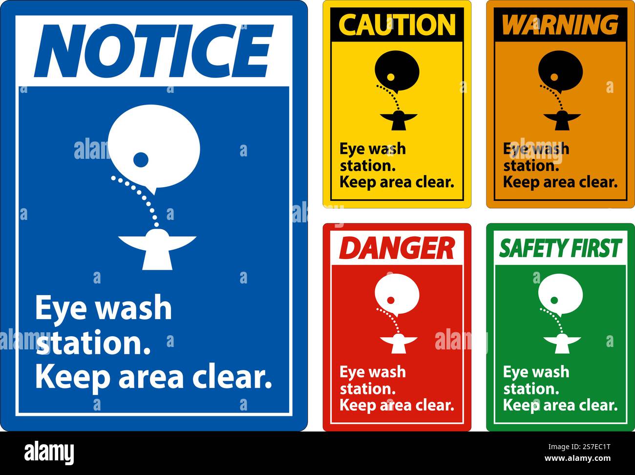 Emergency Eye Wash Station Keep Area Clear Sign Stock Vector Image ...