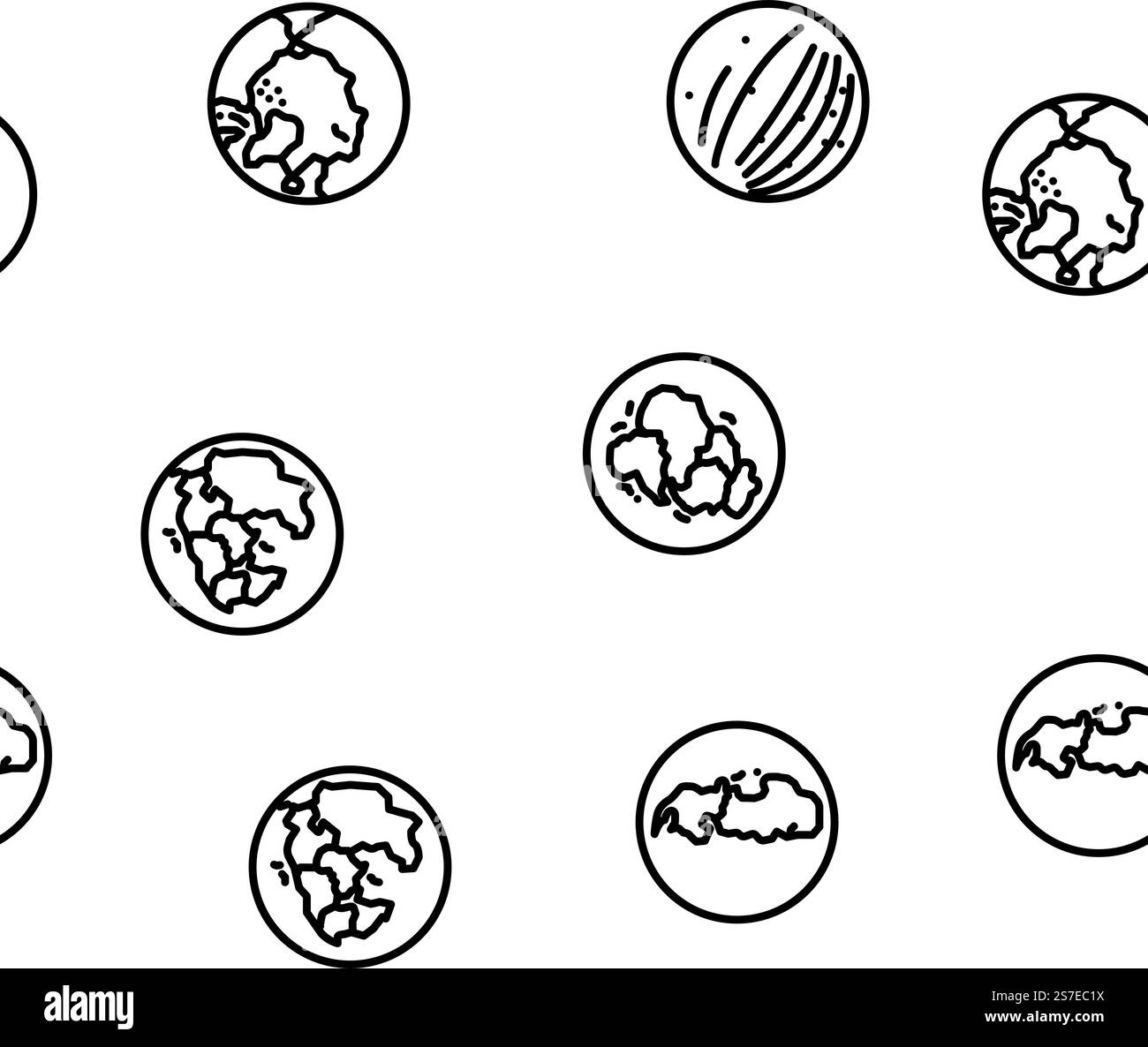 earth world globe planet vector seamless pattern thin line illustration ...