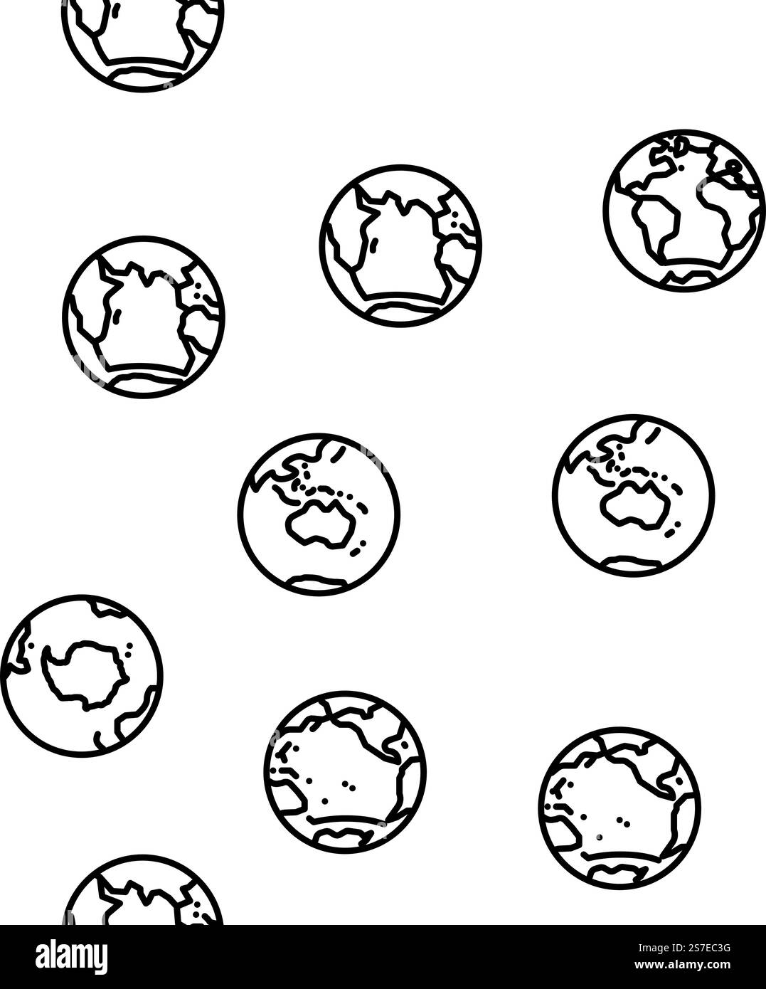 earth world globe planet vector seamless pattern thin line illustration ...