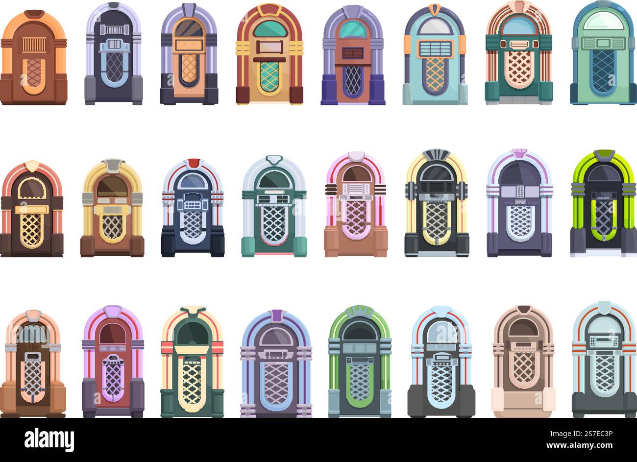 Jukebox icons set cartoon vector. Dance machine. Disco music. Jukebox ...