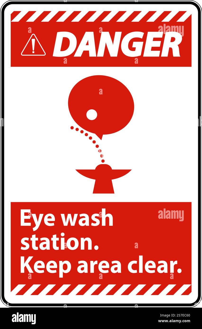 Danger Eye Wash Station Keep Area Clear Sign Stock Vector Image & Art ...