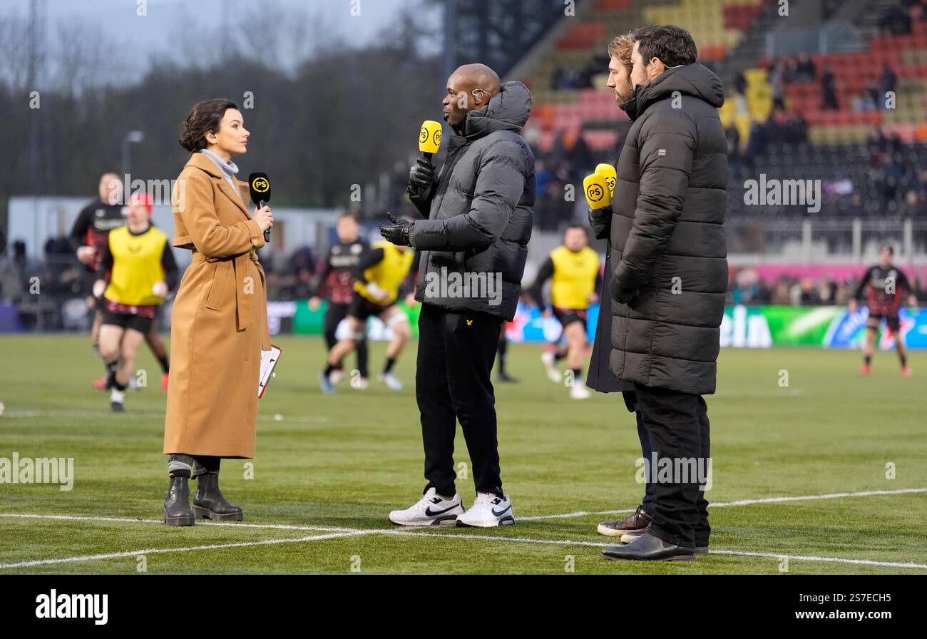 Premier Sports TV's Claire Thomas (left), Topsy Ojo, Chris Robshaw and ...