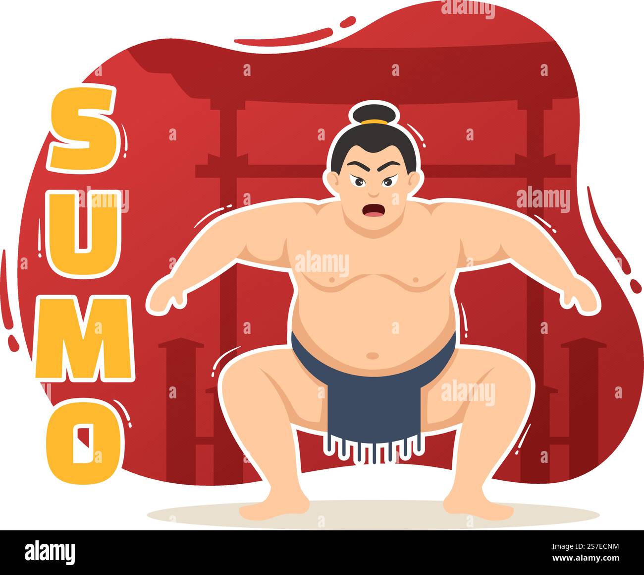 Sumo Wrestler Illustration with Fighting Japanese Traditional Martial ...
