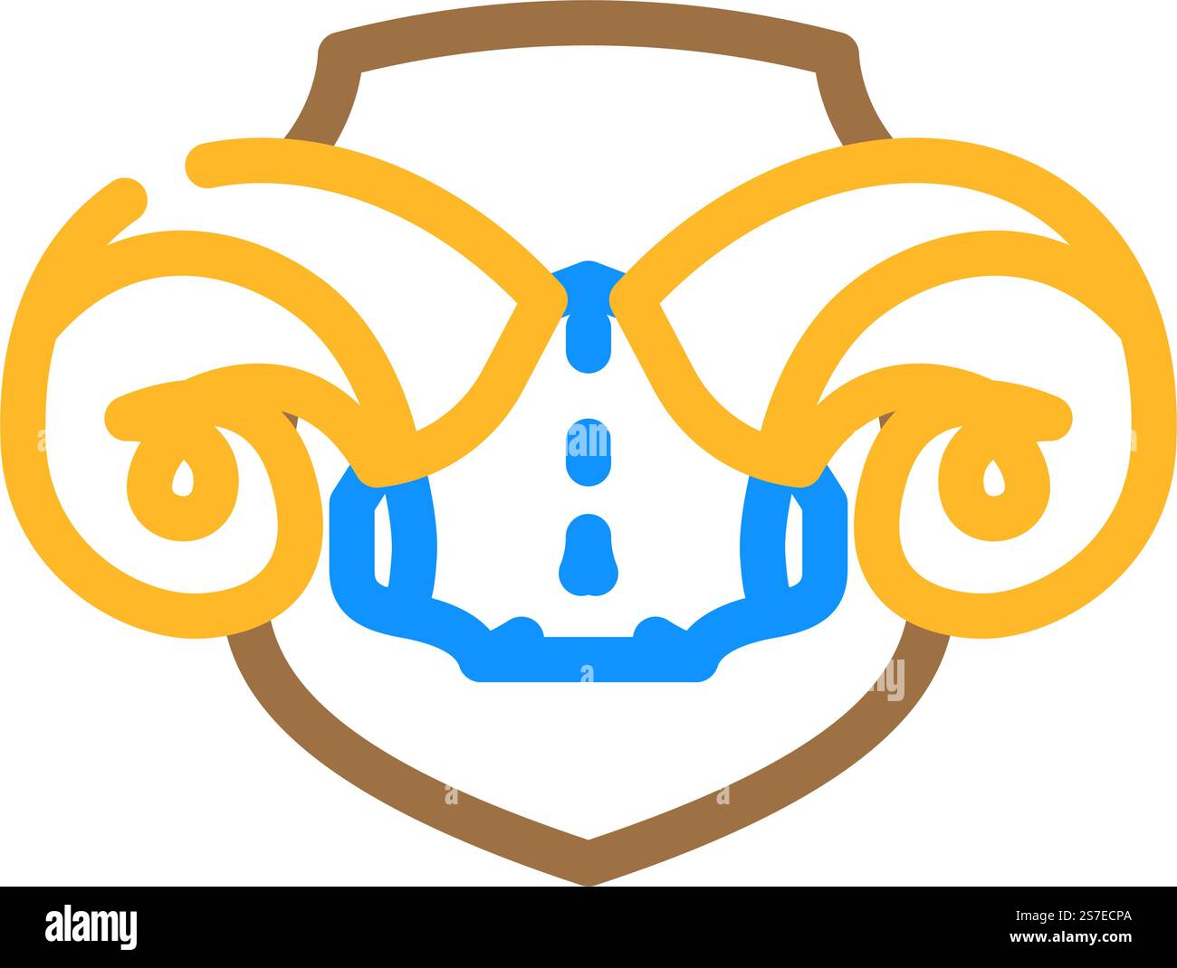 skull ram horn animal color icon vector. skull ram horn animal sign ...