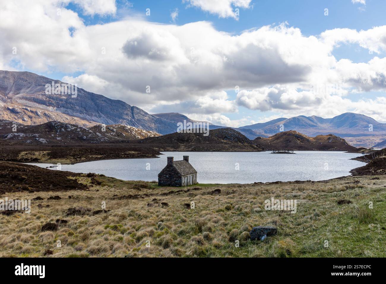Stack Lodge Road End and Loch Stack in the north of Scotland Stock ...