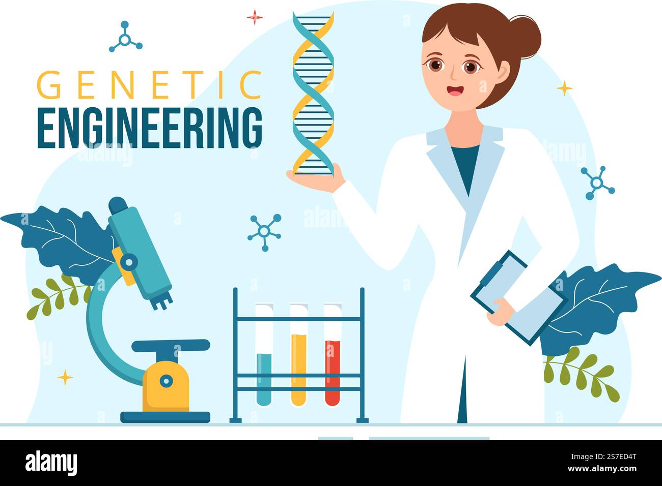 Genetic Engineering and DNA Modifications Illustration with Genetics Research or Experiment ...