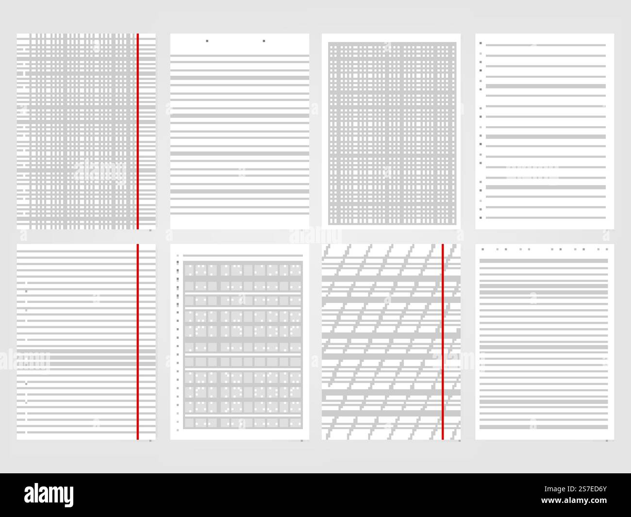 Realistic paper ruled, lined sheets. School pages copybook, isolated ...