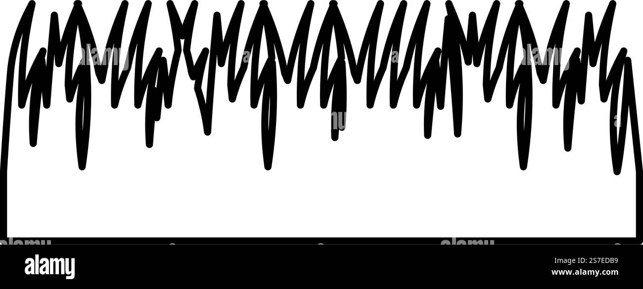Grass border leaves contour outline line icon black color vector ...