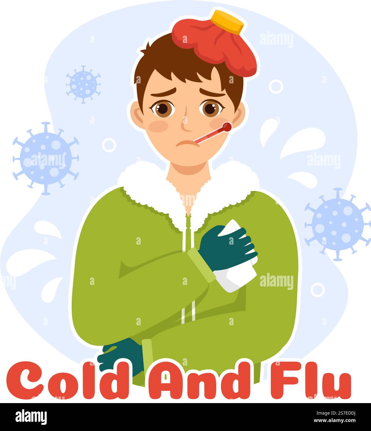 Sick Person Flu and Cold Sickness Illustration with People Wearing ...