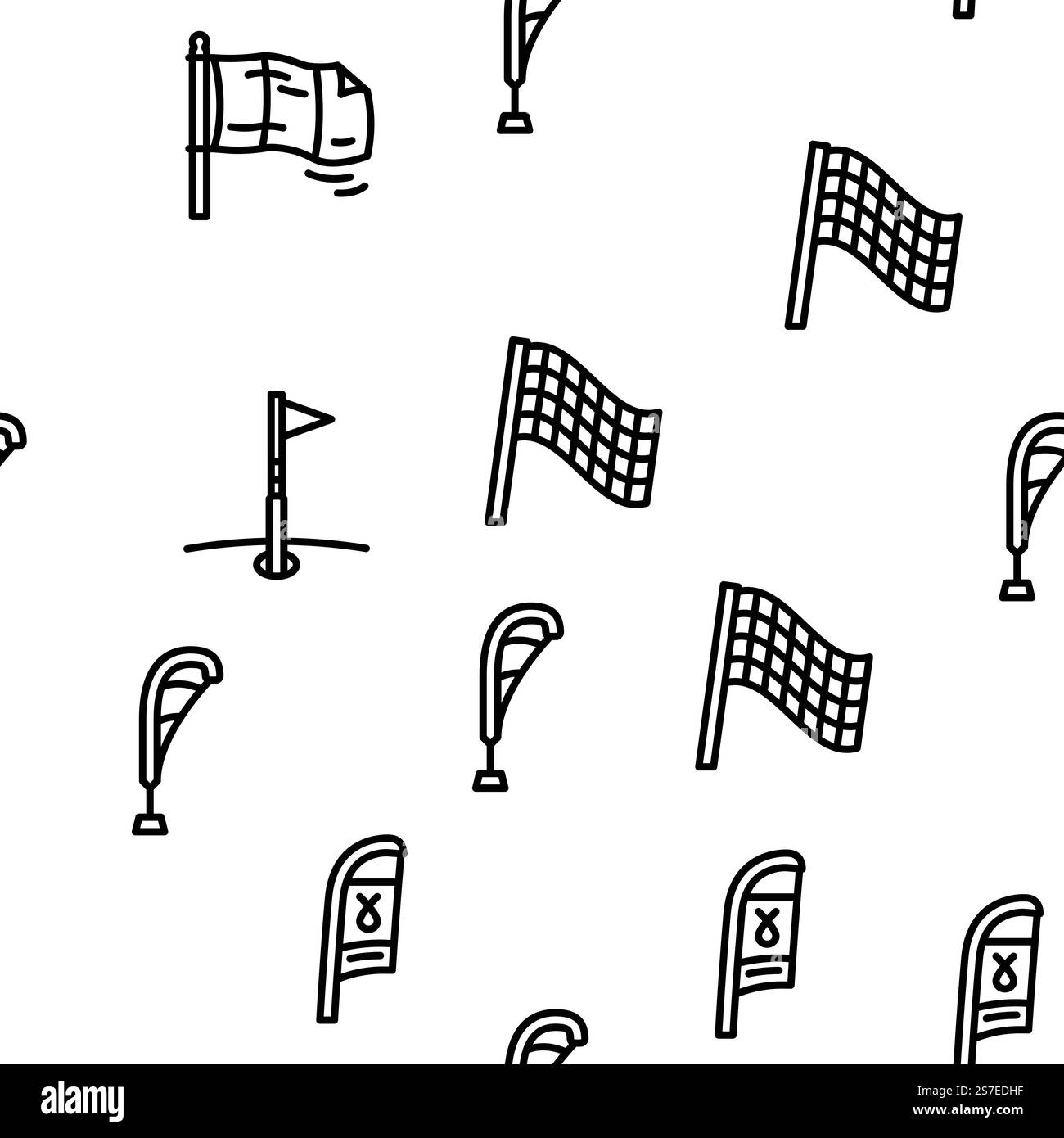 flag start web pennant map vector seamless pattern thin line illustration. flag start web ...