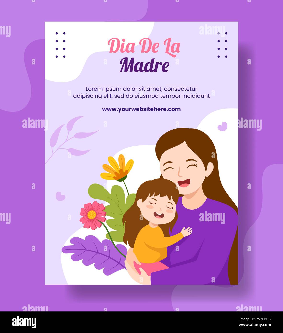 Feliz Dia De La Madre Vertical Poster Flat Cartoon Hand Drawn Templates ...