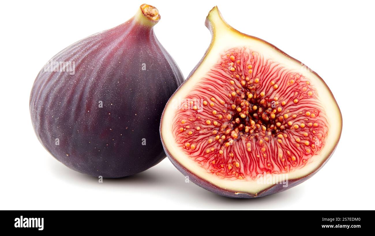 Detailed studio image showcasing the vibrant purple skin and seeded ...