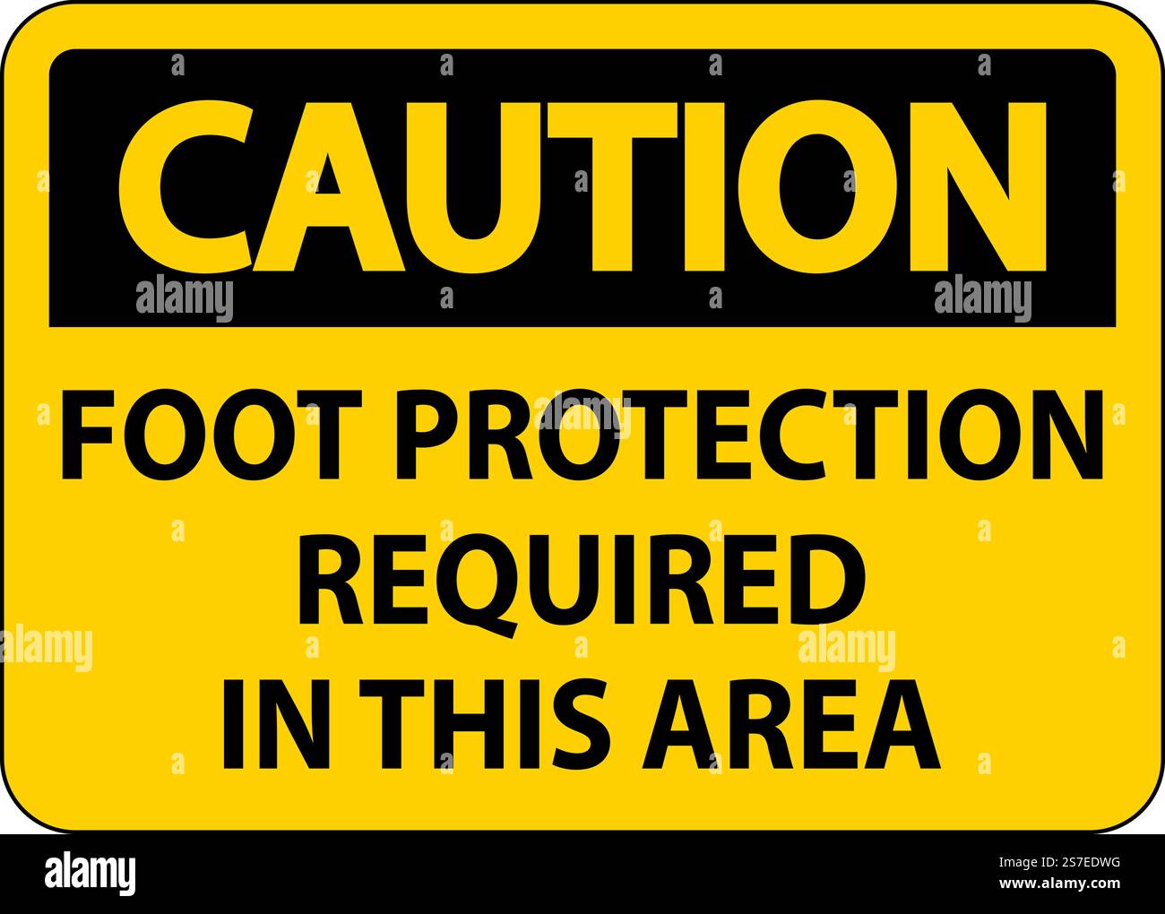 Caution Foot Protection Required in This area Sign Stock Vector Image ...