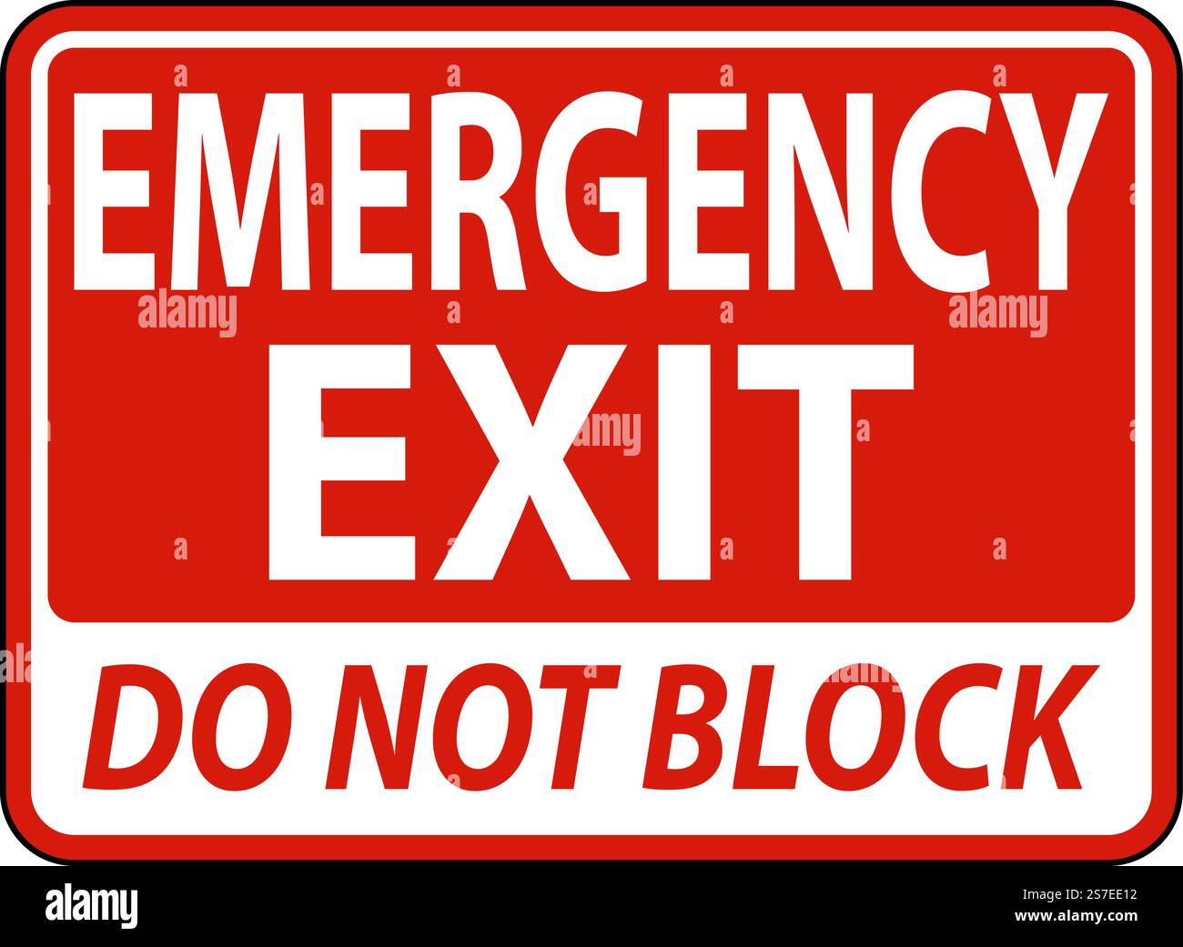 Emergency Exit Do Not Block Sign On White Background Stock Vector Image ...
