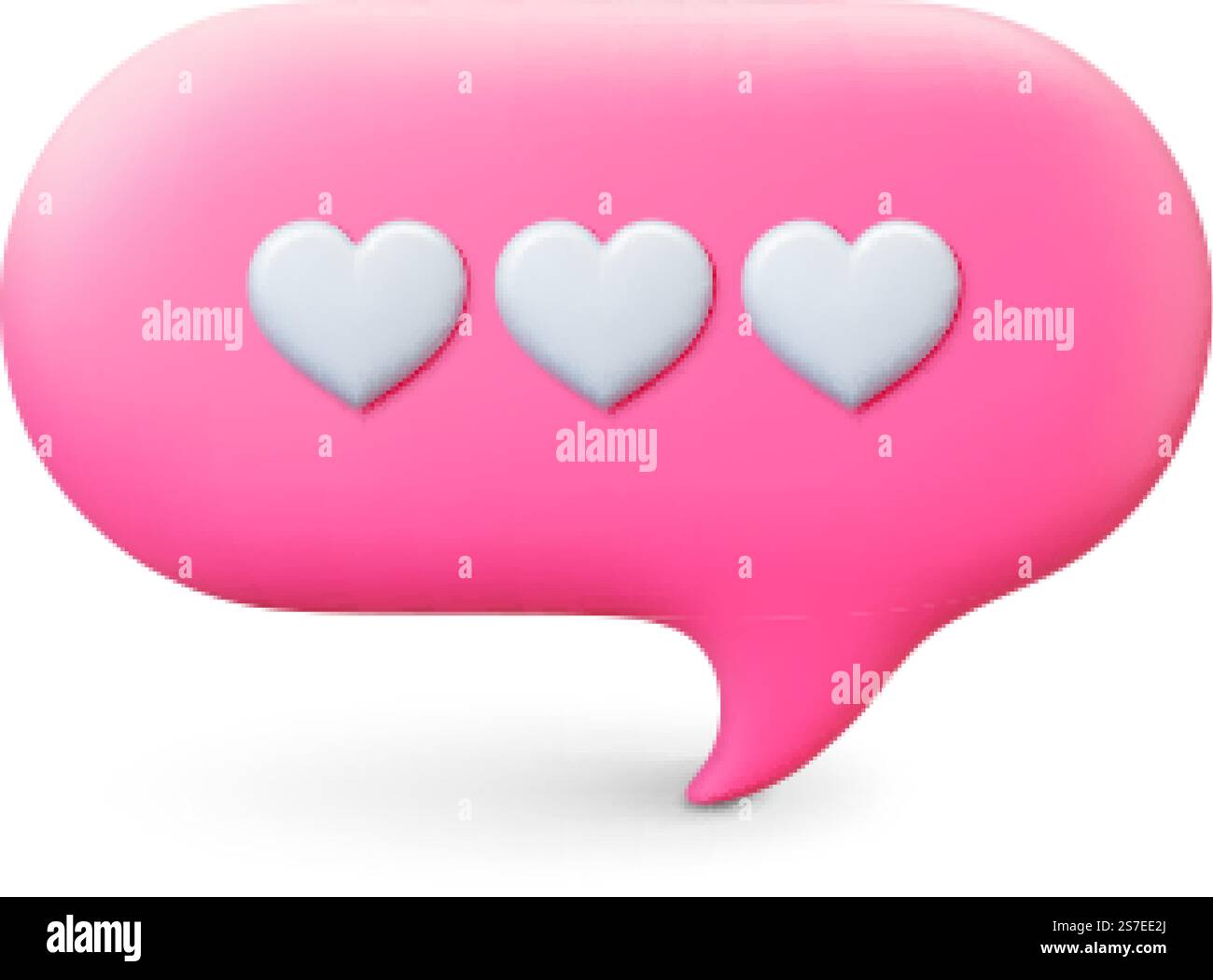Communication message 3d pink bubble. Speech balloon with hearts. Voice ...