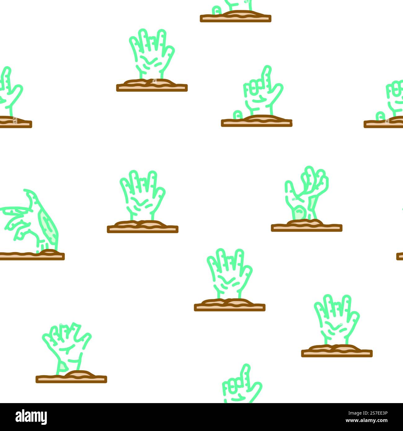 zombie horror dead monster vector seamless pattern thin line ...