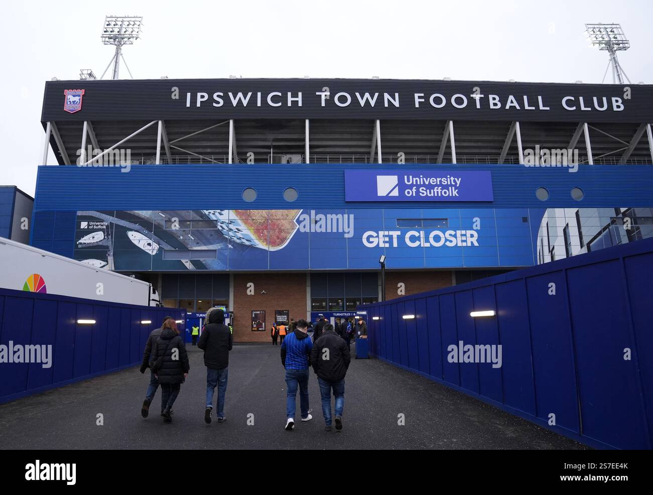 Fans arrive ahead of the Premier League match at Portman Road, Ipswich ...