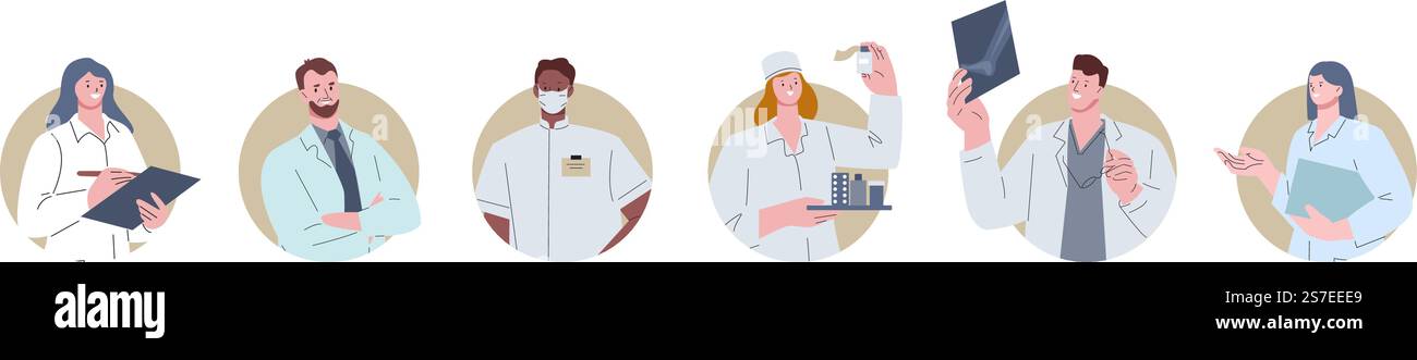 Doctor avatars. Hospital team, doctors nurses at work. Medical staff ...