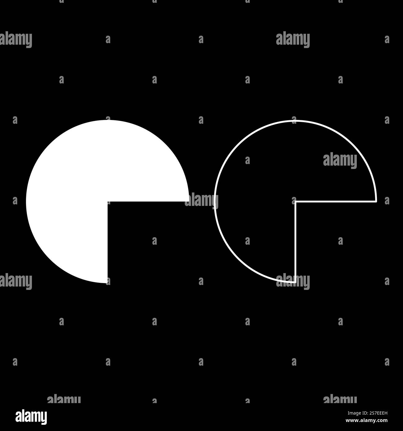 Part circle 3/4 three four set icon white color vector illustration ...