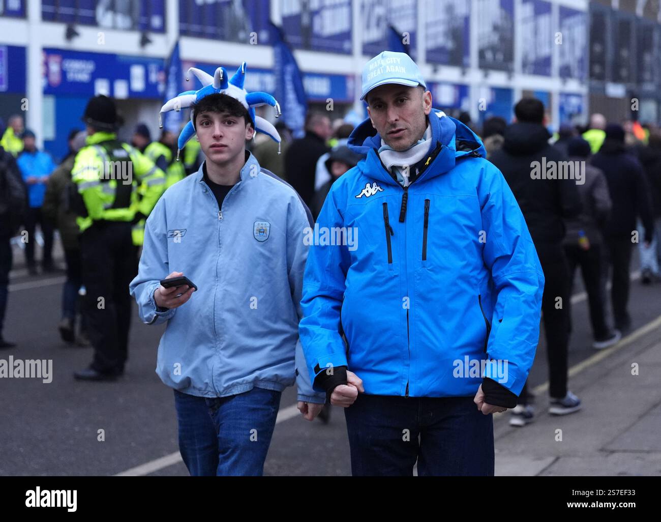 Manchester City fans ahead of the Premier League match at Portman Road ...