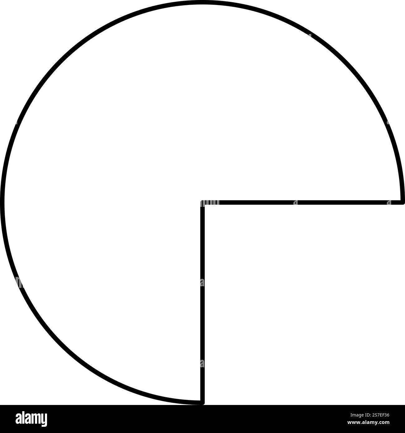 Part circle 3/4 three four contour outline line icon black color vector ...