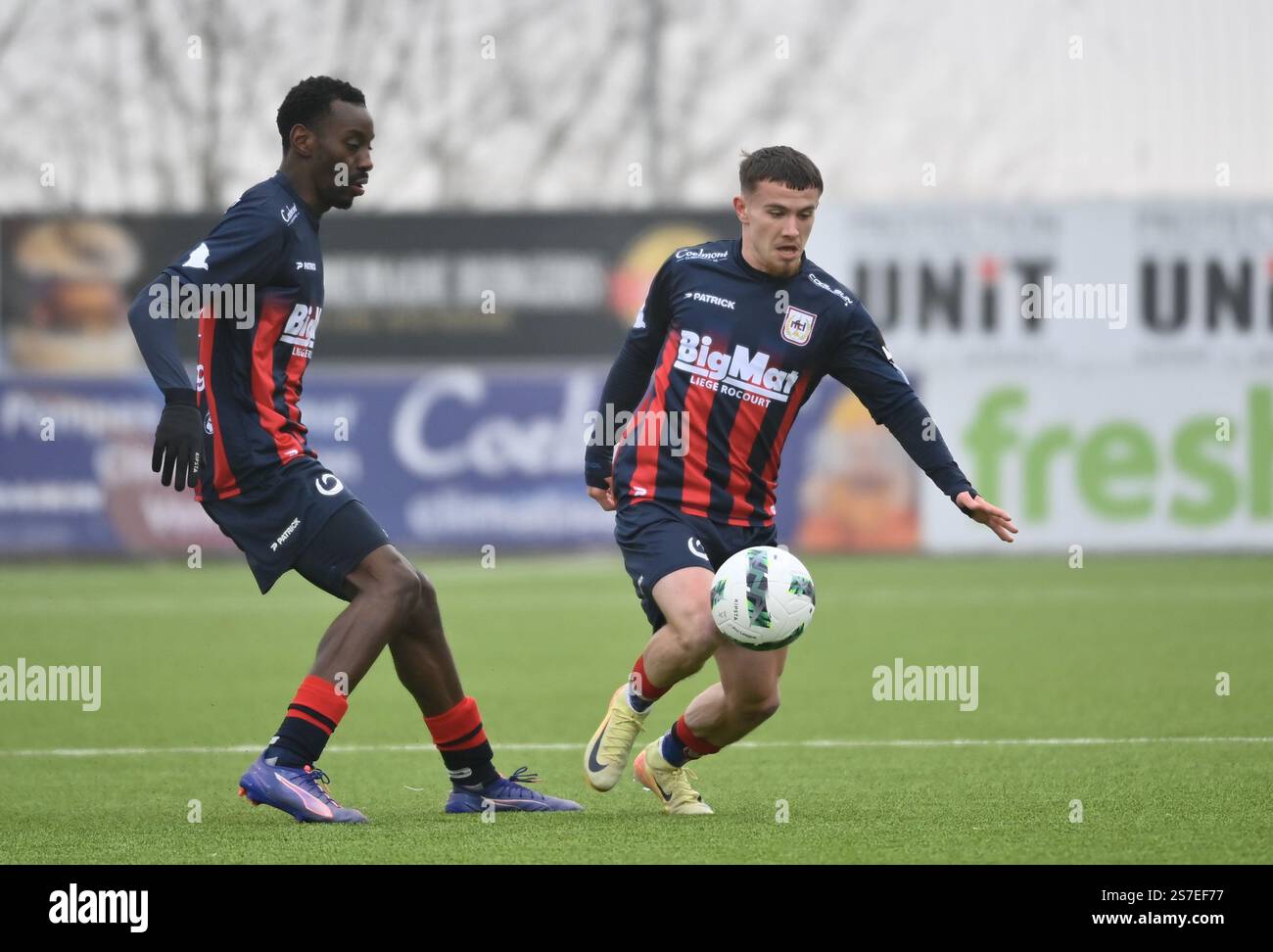 Liege's Alexis Lefebvre controls the ball during a soccer match between ...