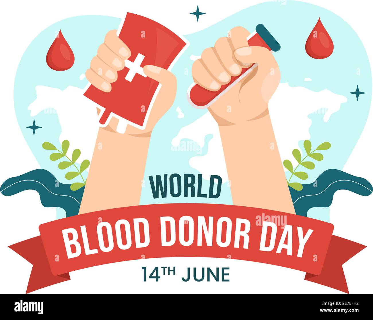 World Blood Donor Day on June 14 Illustration with Human Donated Bloods ...