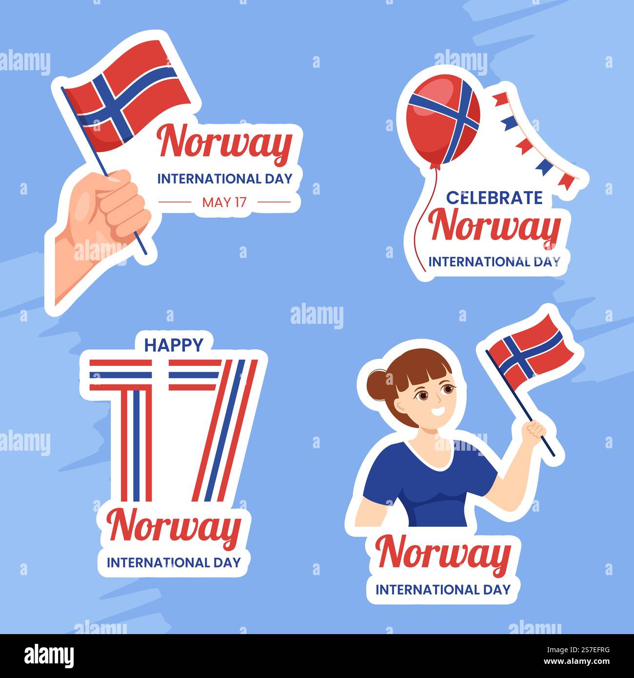 Norway National Day Label Flat Cartoon Hand Drawn Templates Background ...