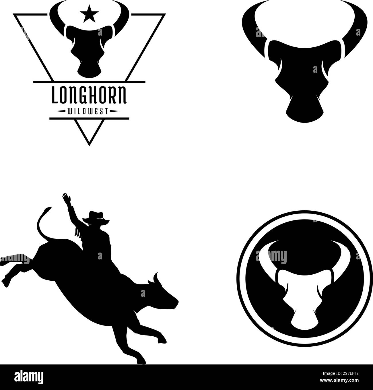 Bull riding rodeo logo vector flat design template Stock Vector Image ...