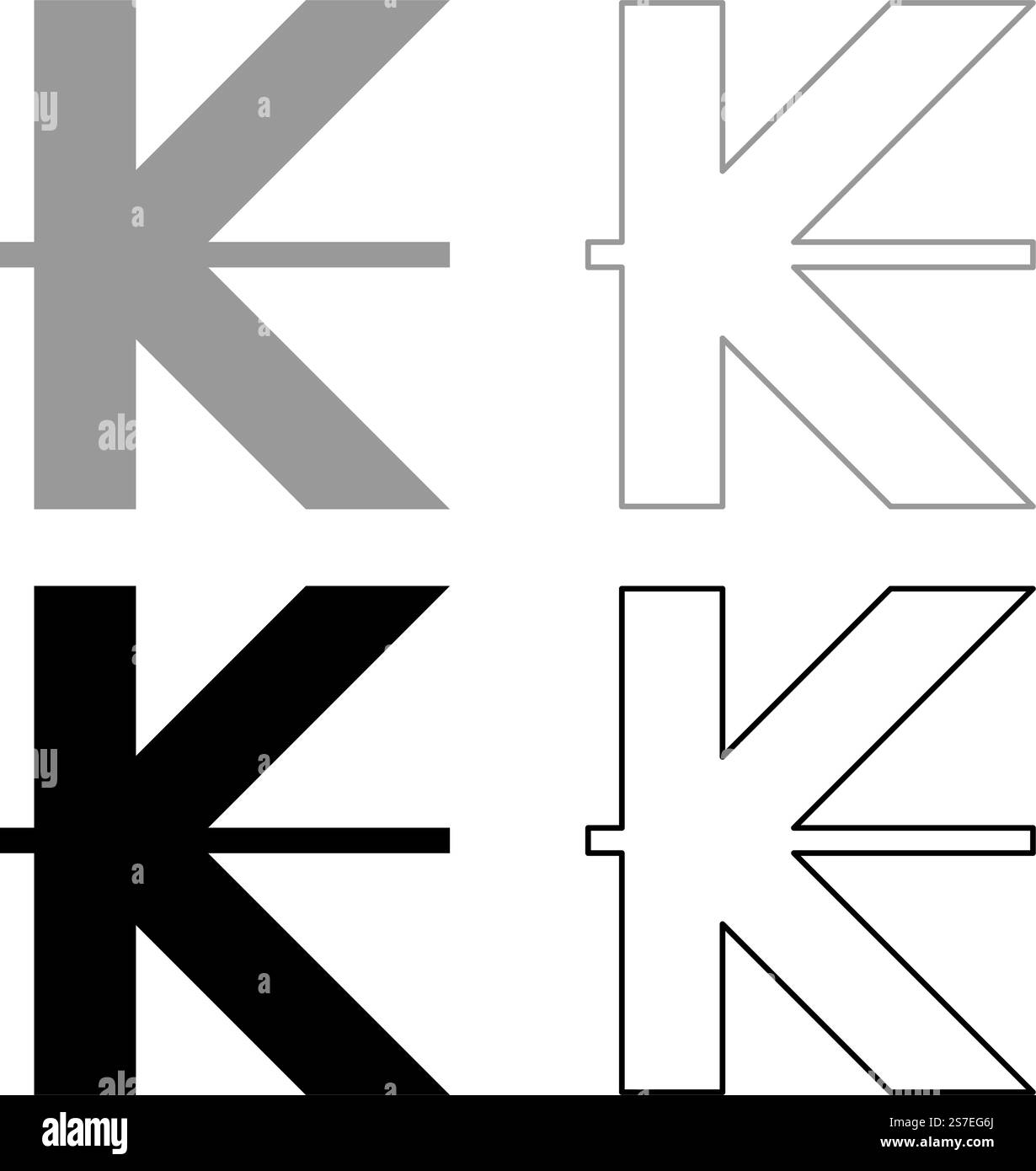 Sign kip currency symbol Laos set icon grey black color vector ...