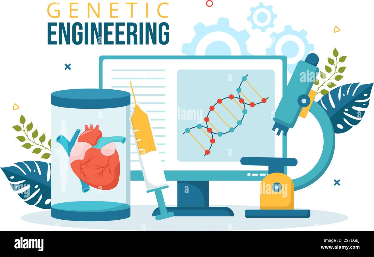 Genetic Engineering and DNA Modifications Illustration with Genetics ...