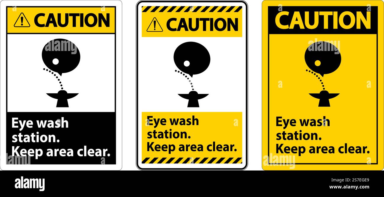 Caution Eye Wash Station Keep Area Clear Sign Stock Vector Image & Art ...