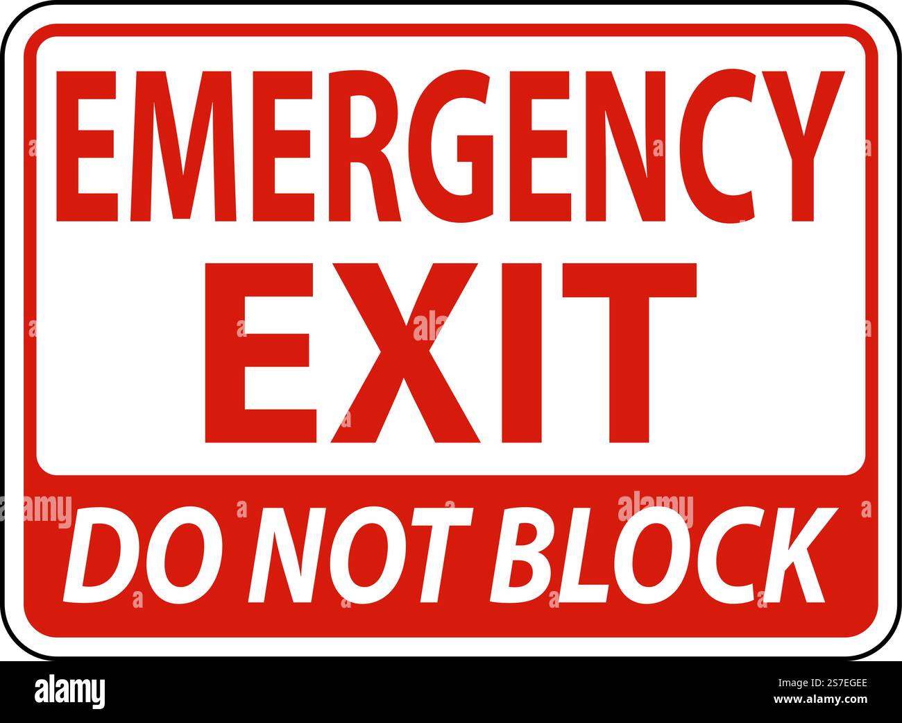 Emergency Exit Do Not Block Sign On White Background Stock Vector Image ...