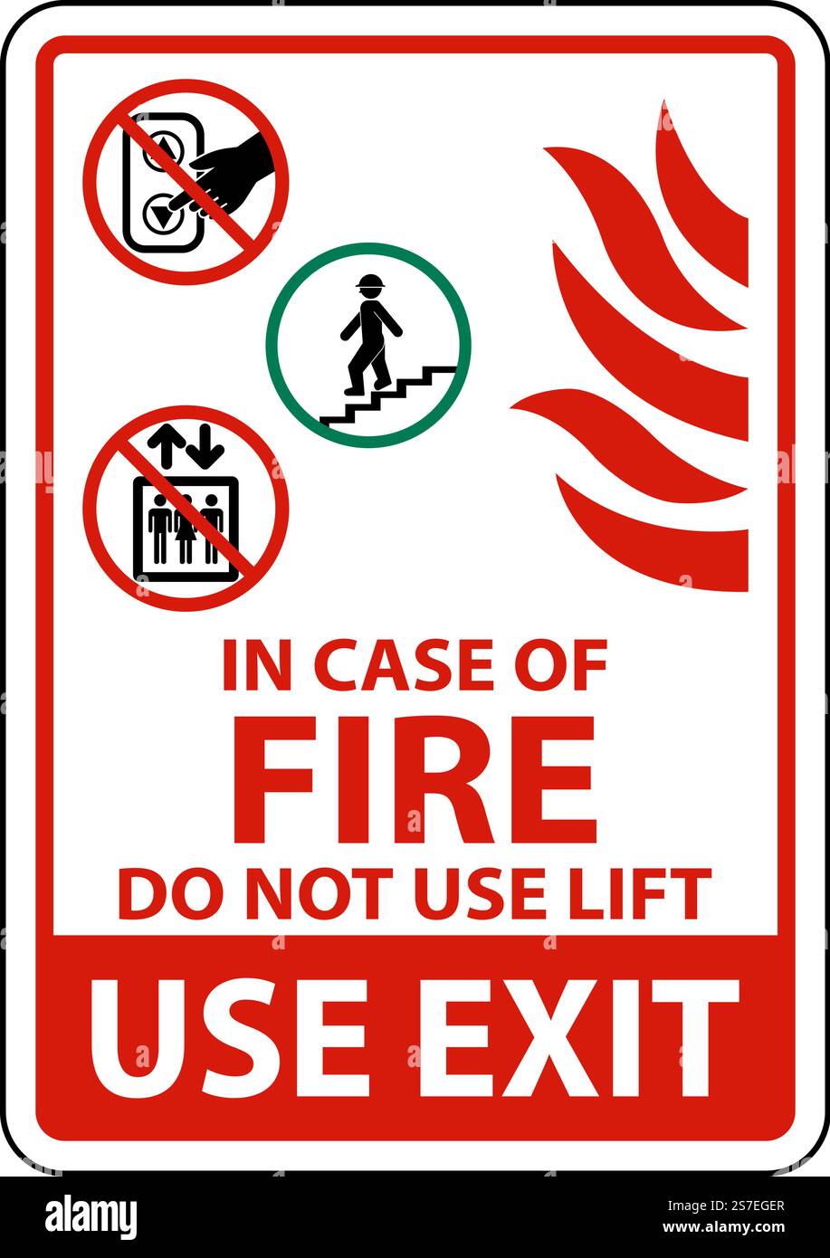 In Case of Fire Do Not Use Lift Sign Stock Vector Image & Art - Alamy