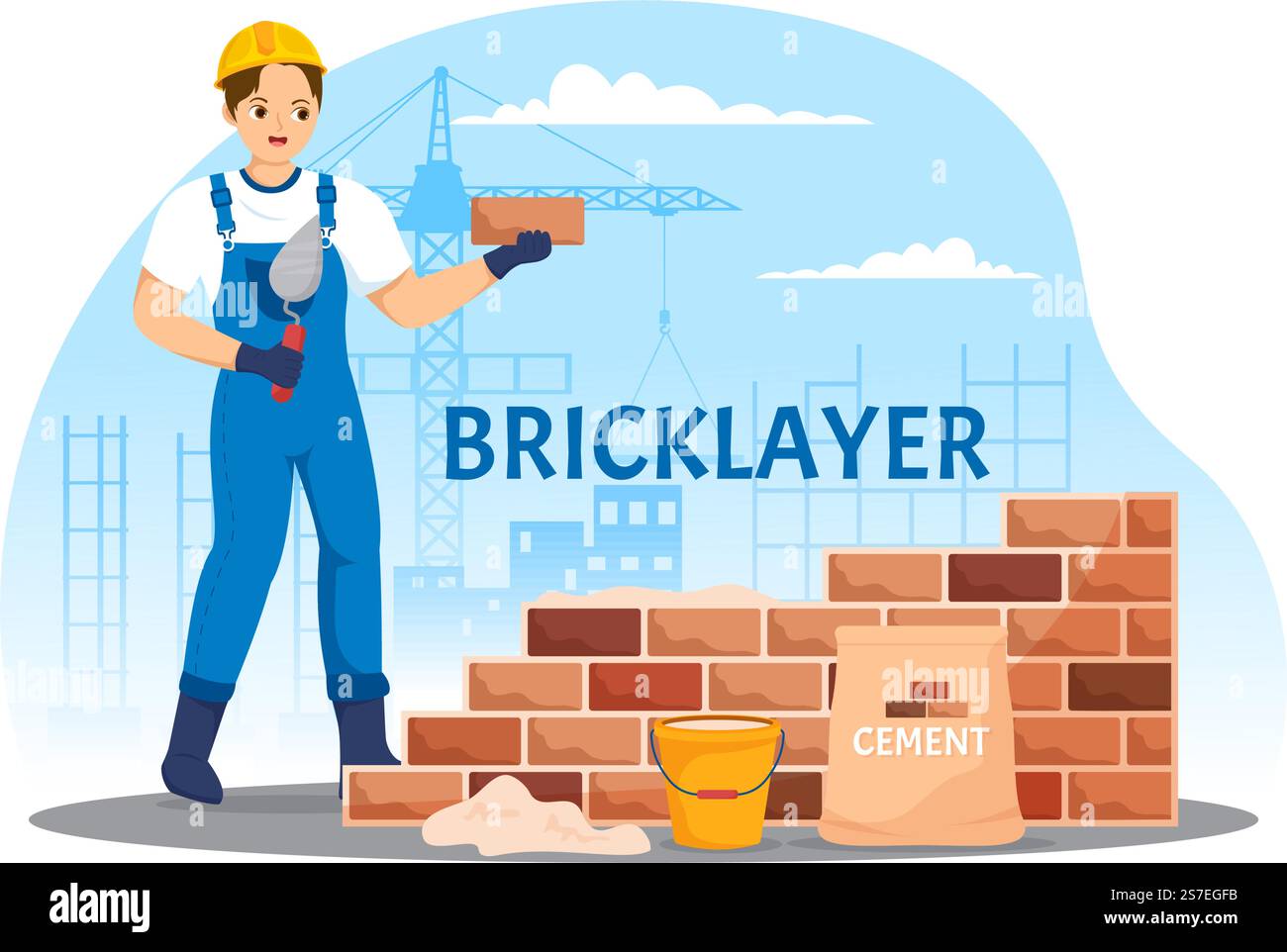 Bricklayer Worker Illustration with People Construction and Laying ...