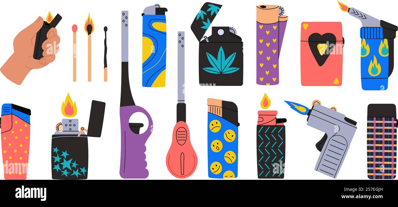 Gas lighters decorative elements lighting tools hi-res stock ...