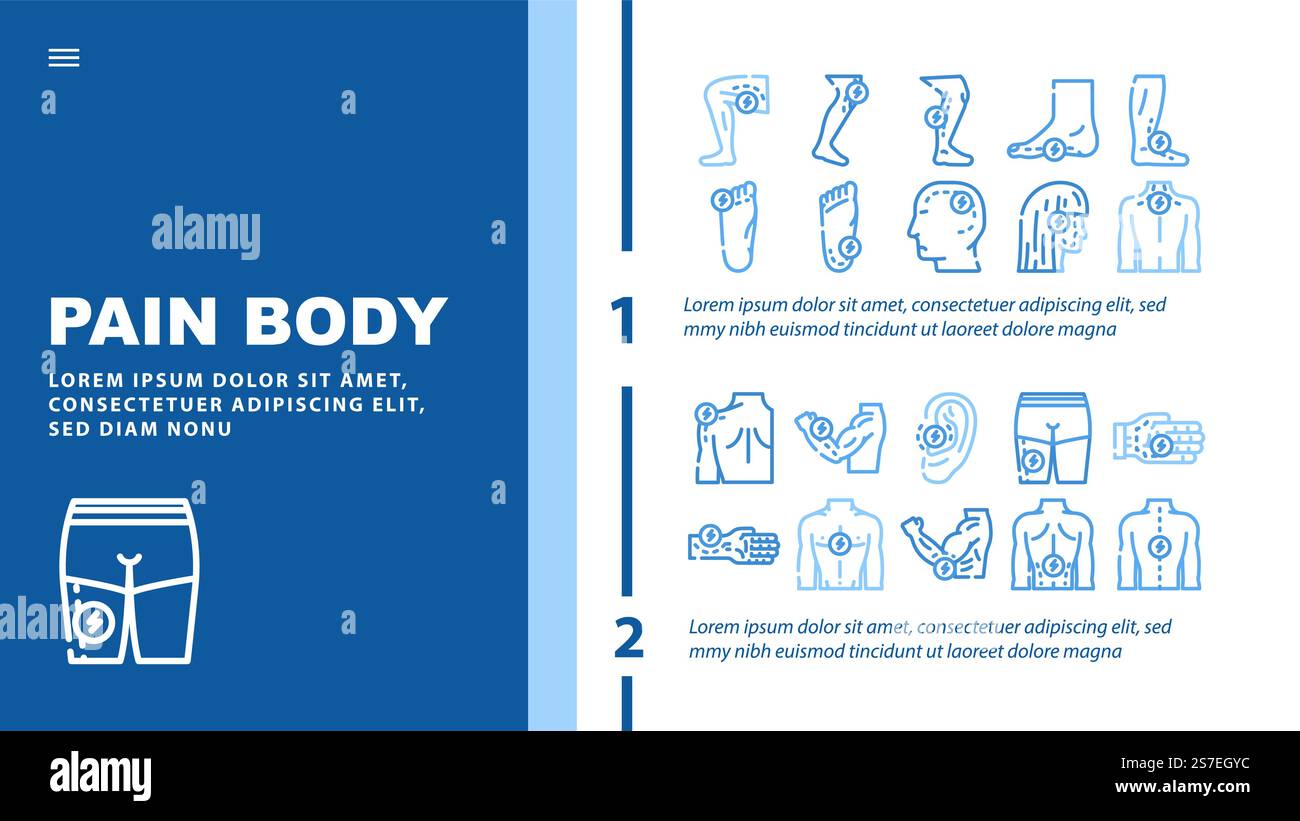 pain body ache medical joint landing web page header vector. health ...