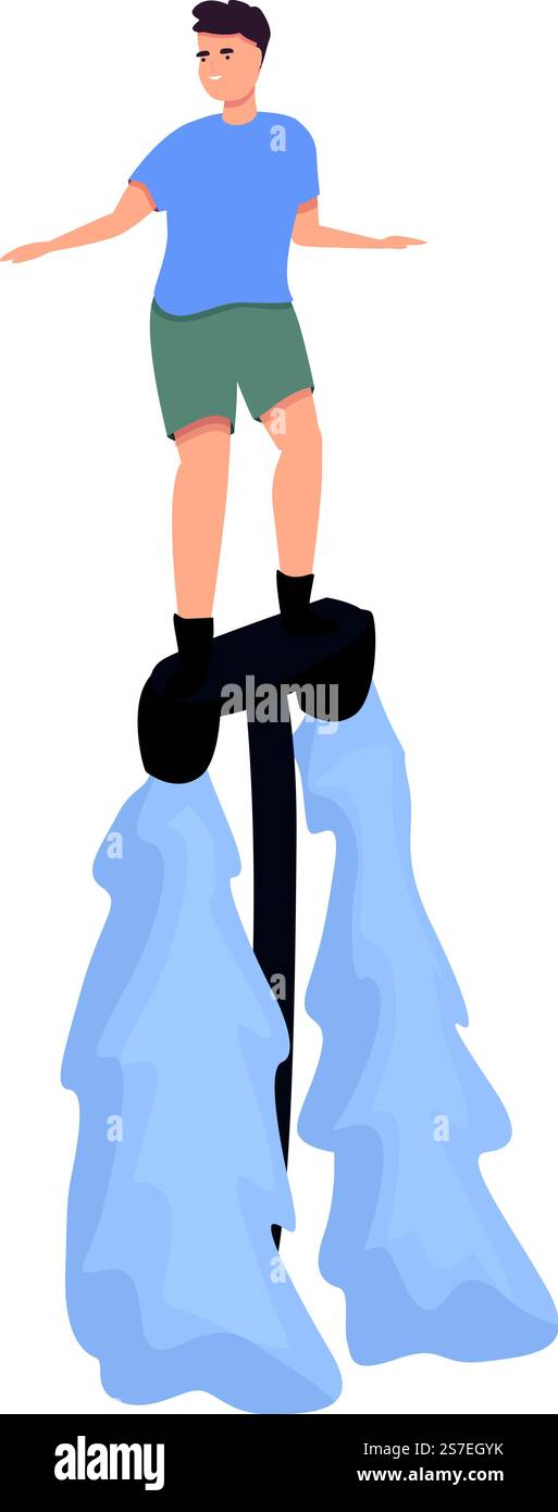 Blue flyboard icon cartoon vector. Summer sport. Action adventure. Blue ...