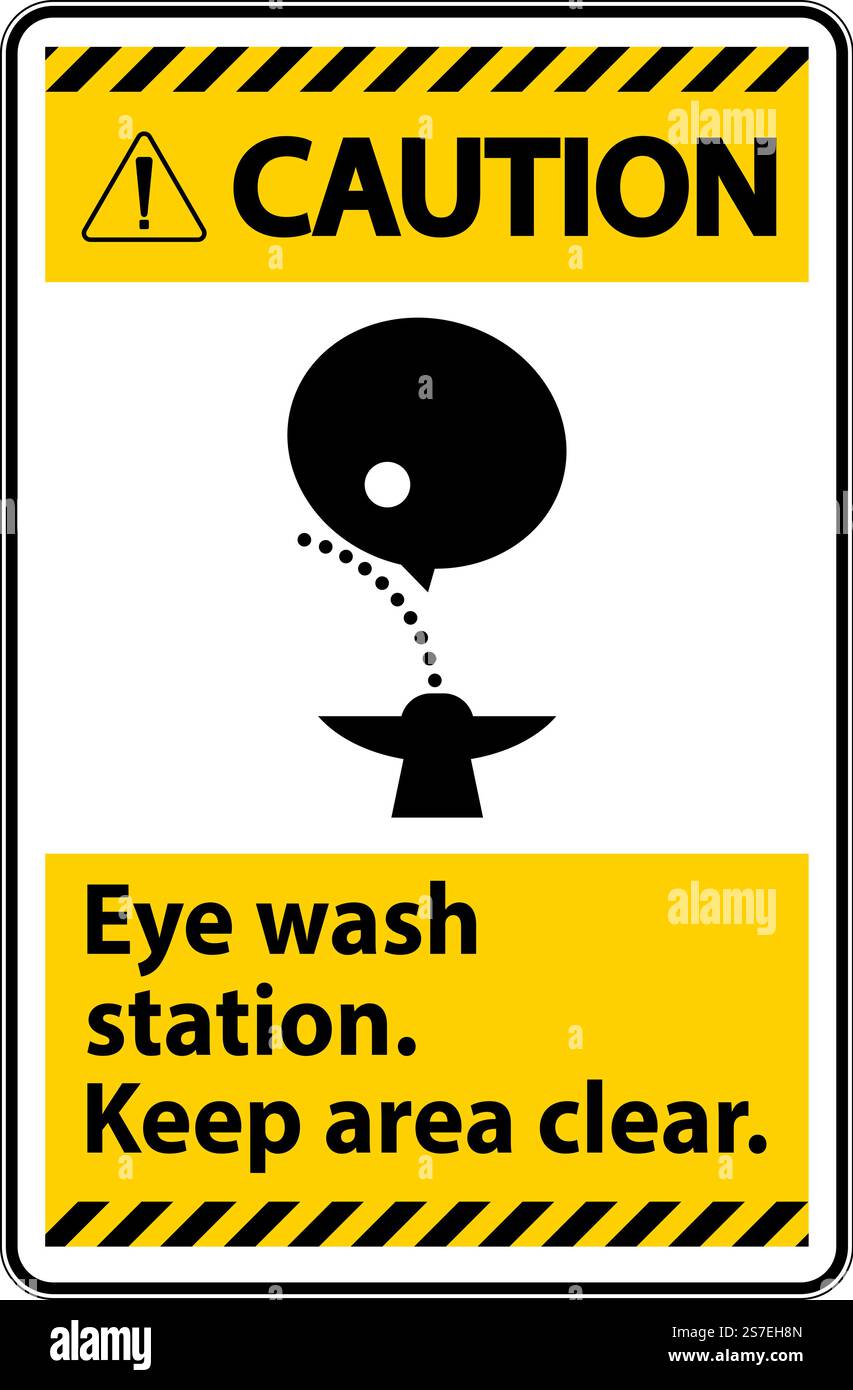 Caution Eye Wash Station Keep Area Clear Sign Stock Vector Image & Art ...