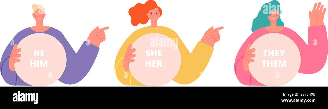 Three genders pronoun, self identification of human. Various gender ...