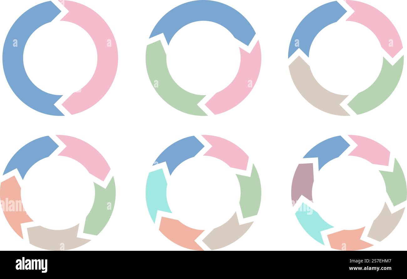 Circle arrows diagram, 6 round step by step infographic diagrams ...