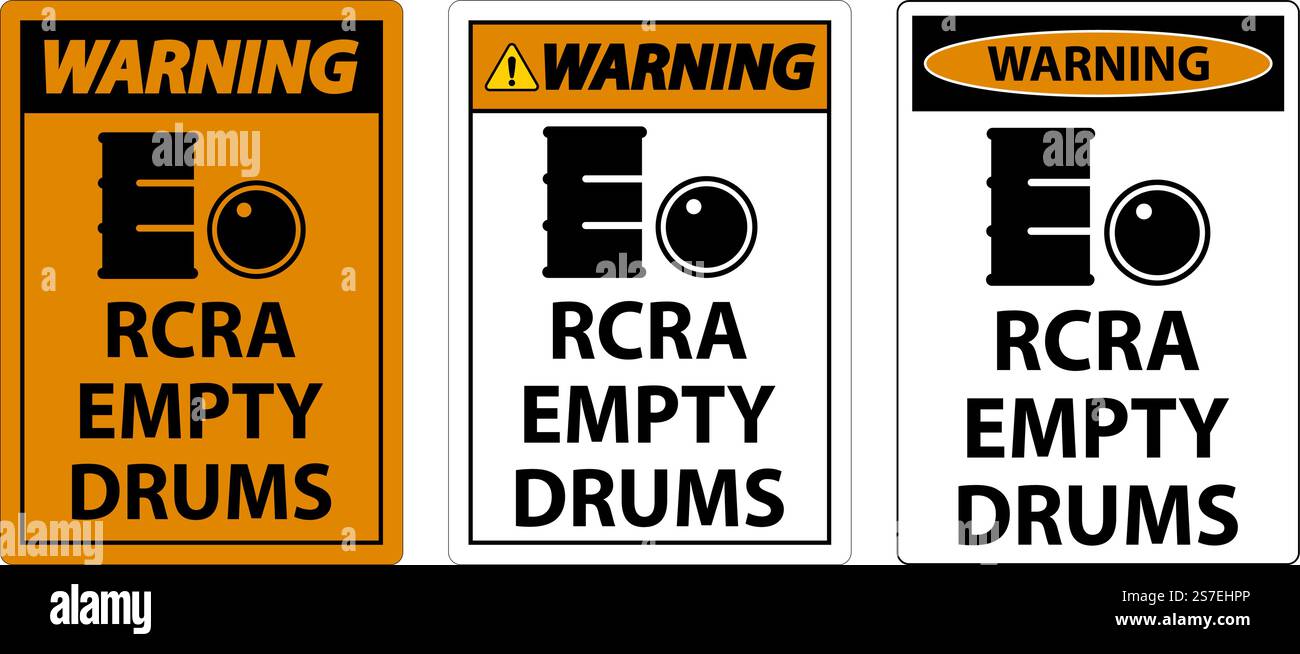 Warning Sign RCRA Empty Drums On White Background Stock Vector Image ...