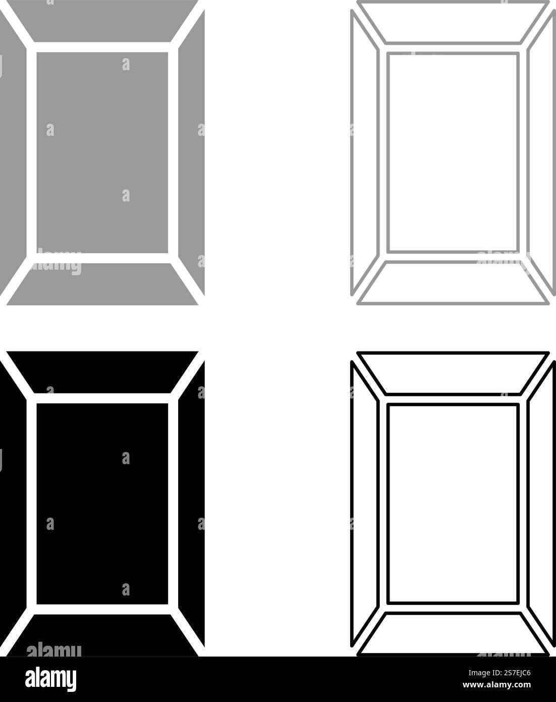 Template picture rectangular set icon grey black color vector ...