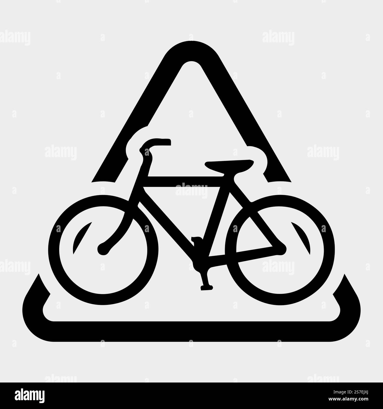 Bicycle Traffic Warning Sign isolated on white background.Vector ...