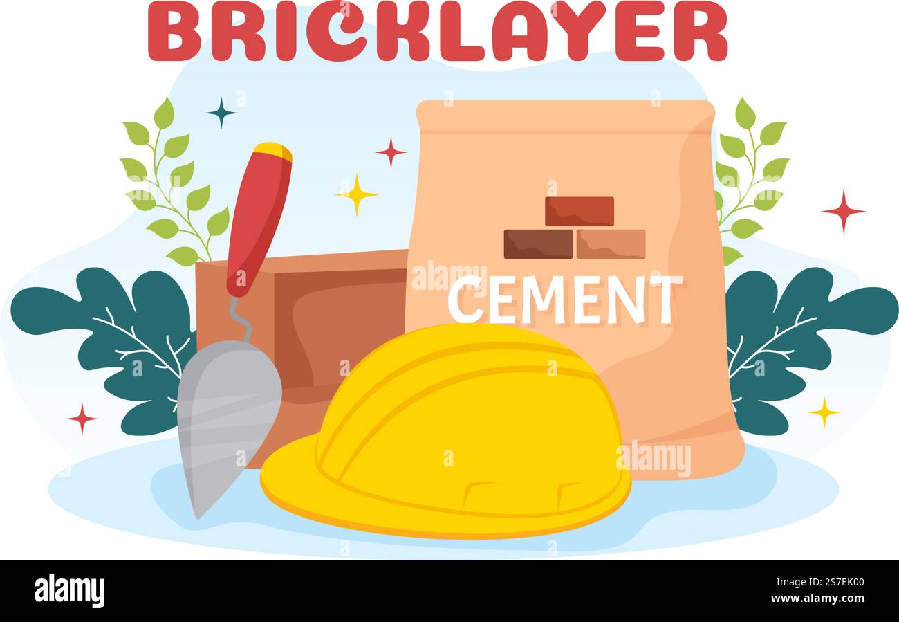 Bricklayer Worker Illustration with People Construction and Laying ...